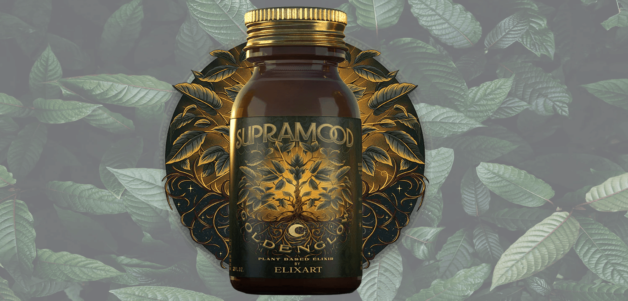 Goldenglow Elixir - Premium Kava & Kratom Herbal Drink | Supramood